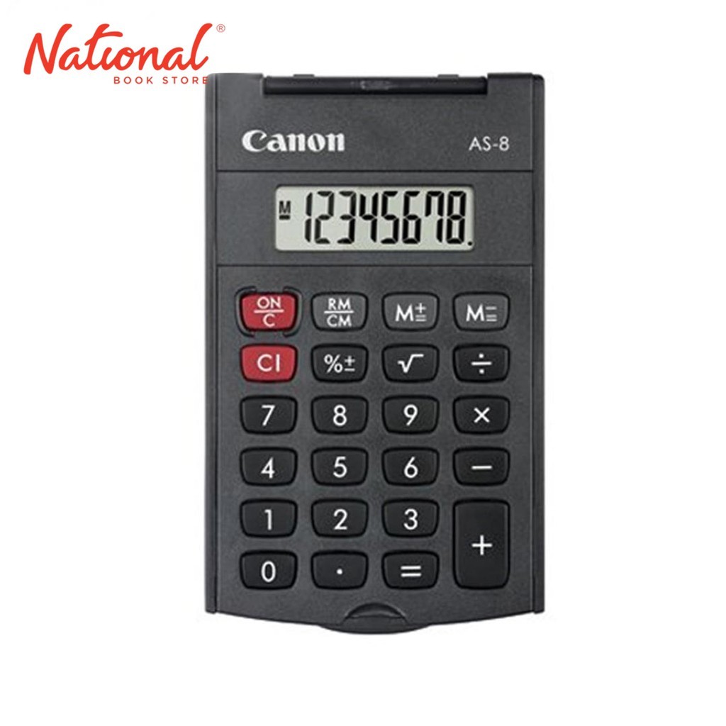 Canon Handheld Calculator As8 8Digits Battery Operated W Cover Black ...