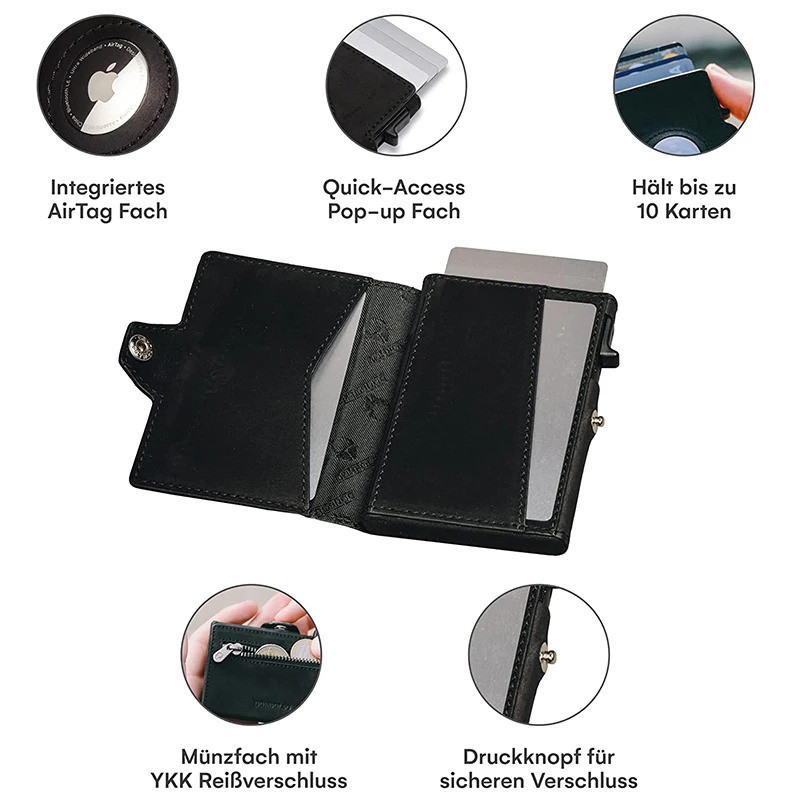 Ultra-thin Men'sLeather Wallet with RFID Protection Push Up Card Holder ...