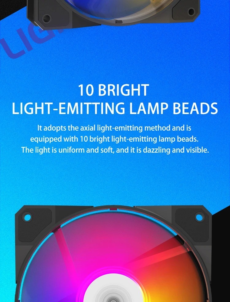 TEUCER P16 RGB FAN 120mm Pc Computer Case Fan Rainbow Heatsink 4PIN ...