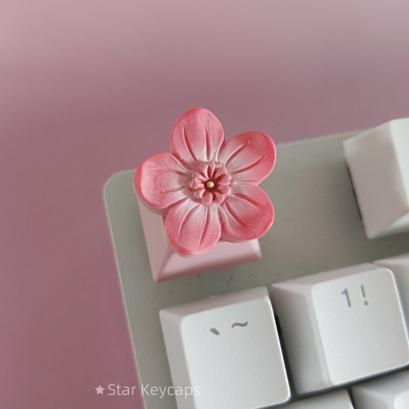 Custom Pink Kawaii Sakura Keyboard Keycaps Flower Artisan Key Caps for ...