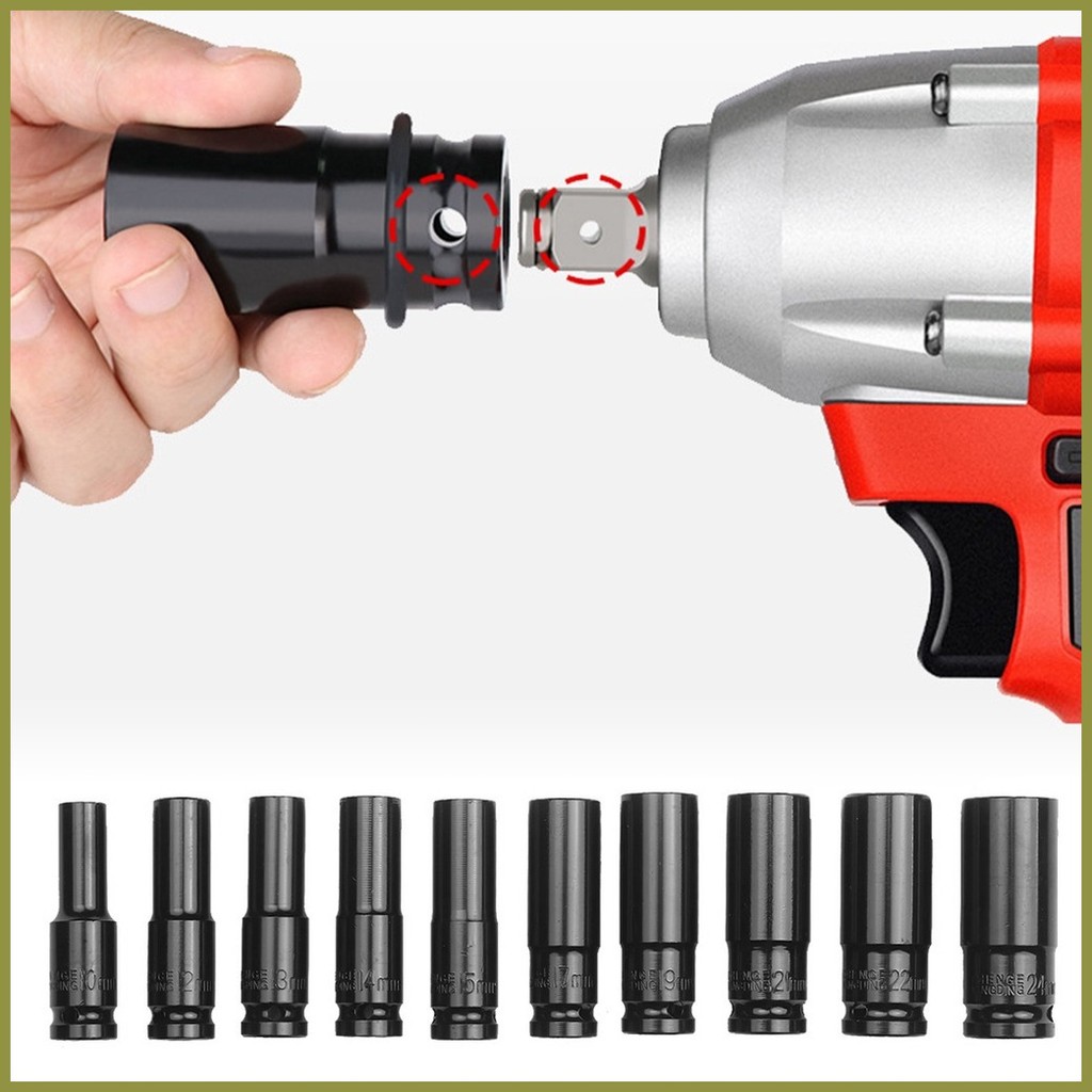 Impact Wrench Socket 10Pcs/set 1/2'' Electric Power Tool (8-24 mm ...