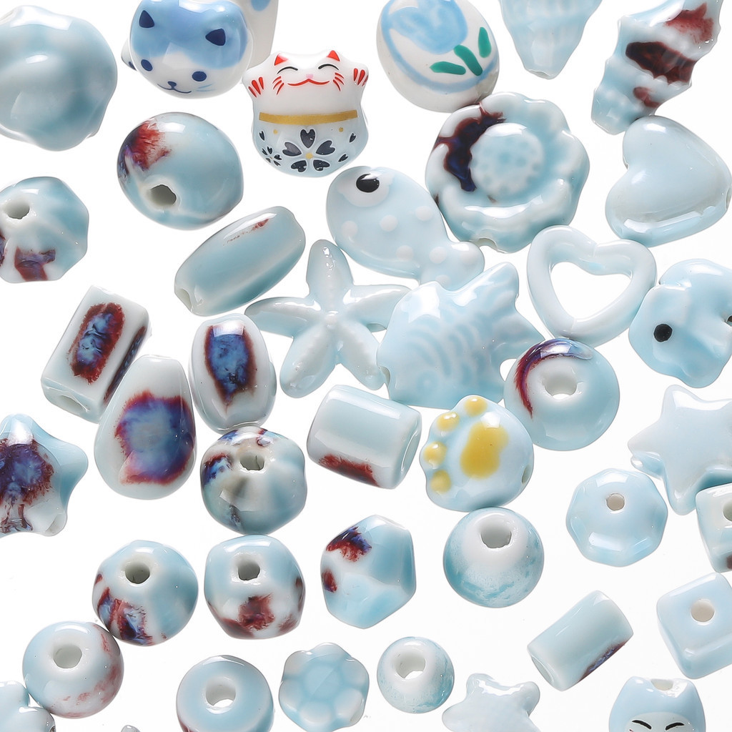 St.kunkka light blue ceramic beads, mixed beads DIY beaded accessories ...