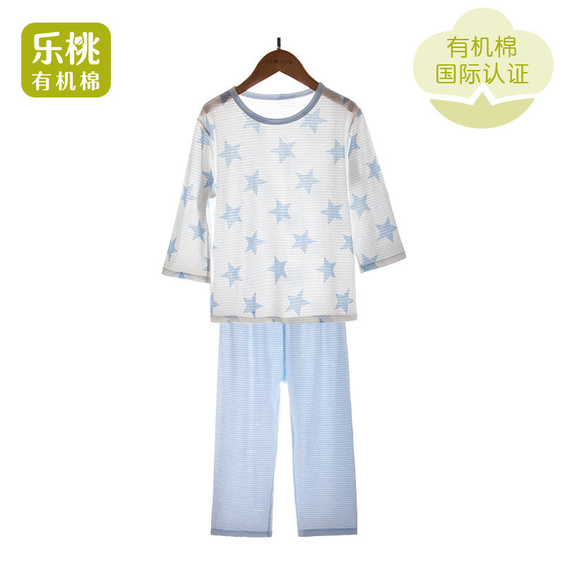 Letao organic cotton children's summer bamboo yarn pitch sleeves eight ...