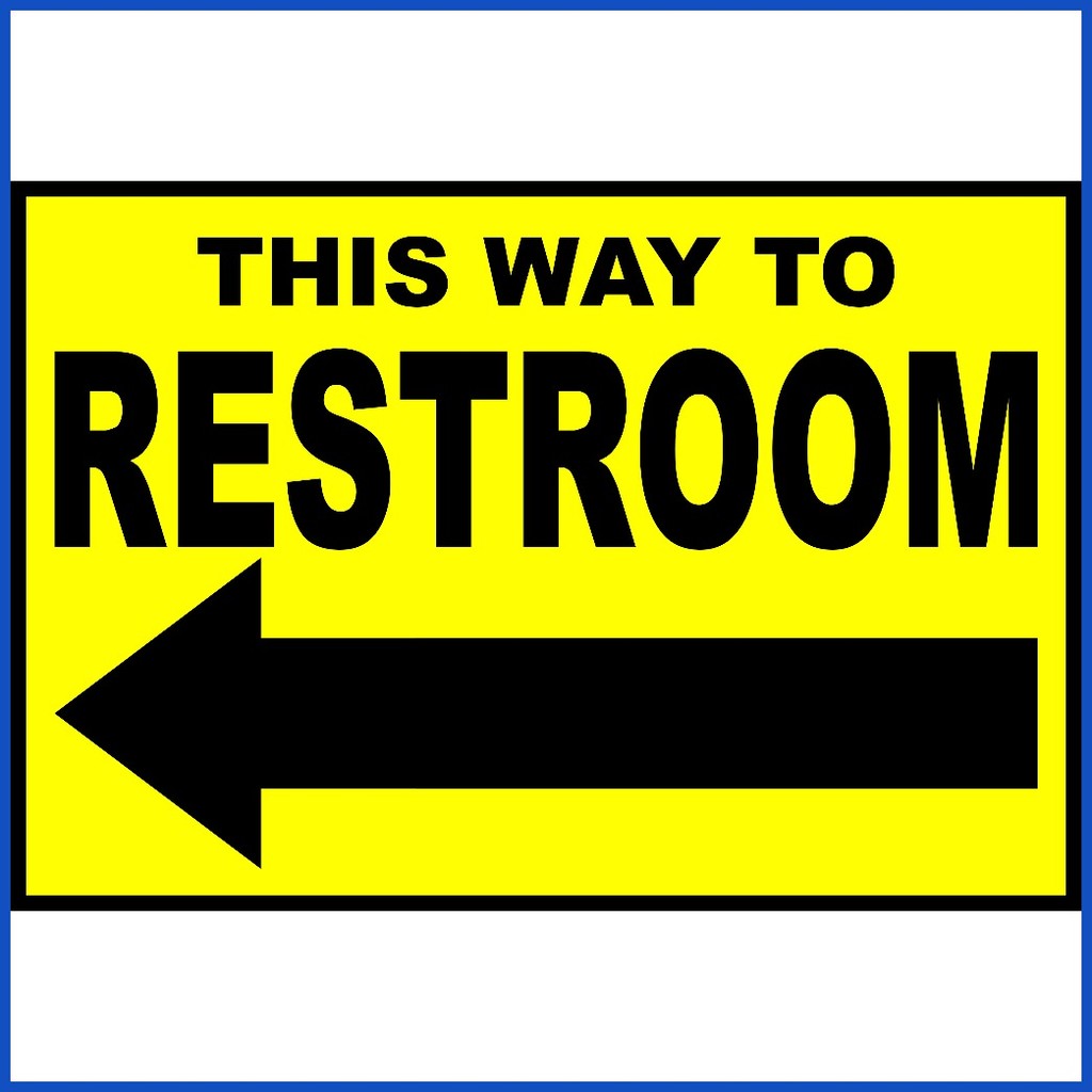 ۞ 100% THIS WAY TO RESTROOM SIGN PVC TYPE OR PLASTIC LAMINATED 250GSM ...