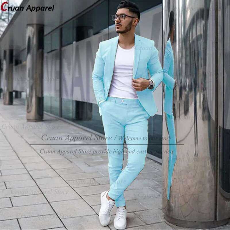 La Classic Causal Men Suits Set Custom Slim Fit Best Man Groom Wedding ...