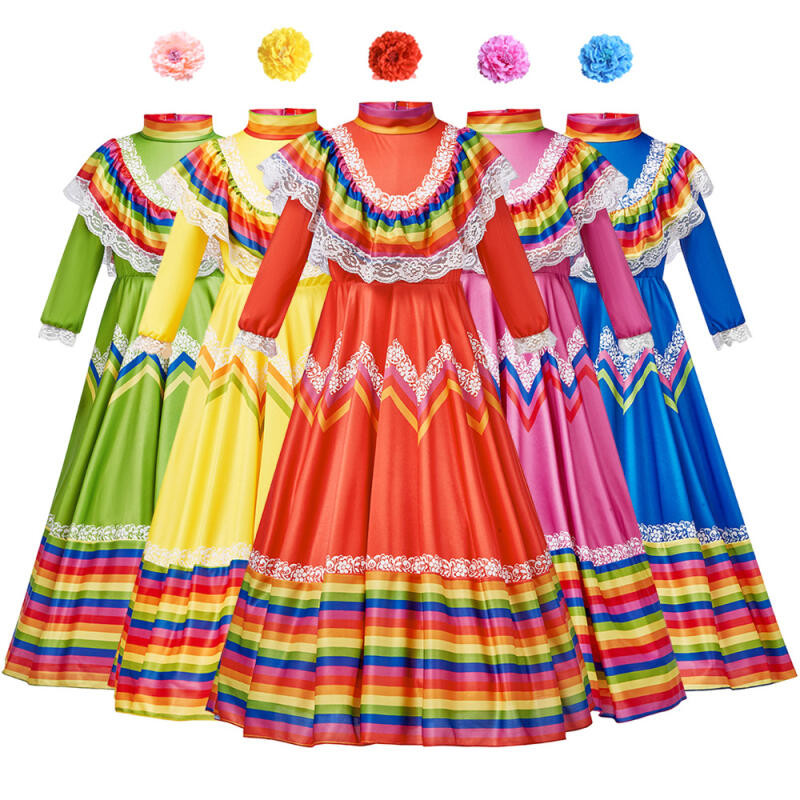Amazing Jalisco Traditional Mexican Folk Dancer Costume For Kids Girl ...