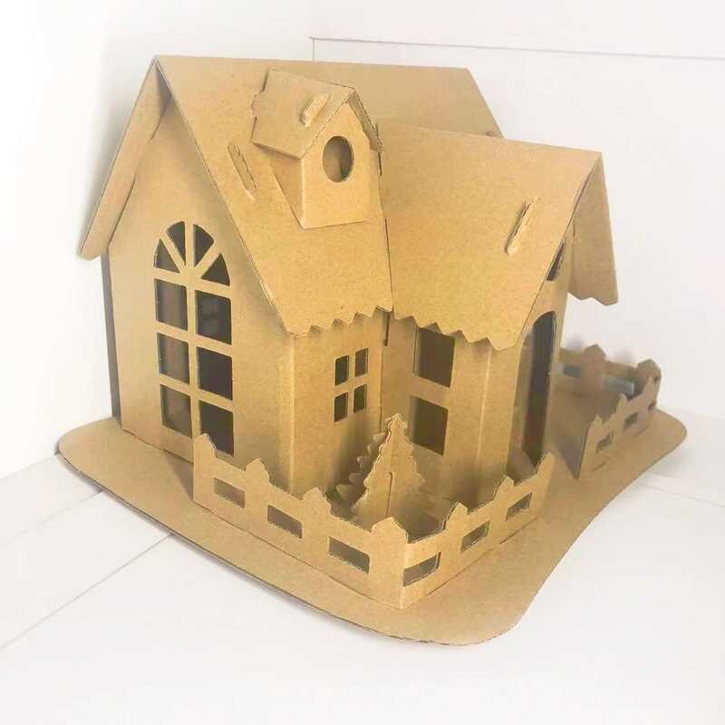 Handmade house model villa kindergarten materials castle corrugated ...
