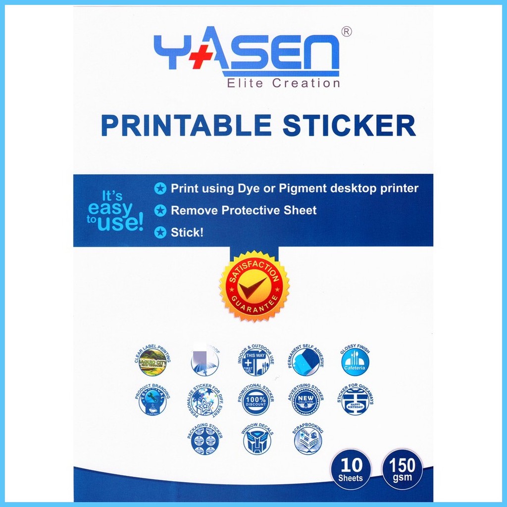 Yasen Glossy Vinyl White Transparent Label A4 printable Label of all ...