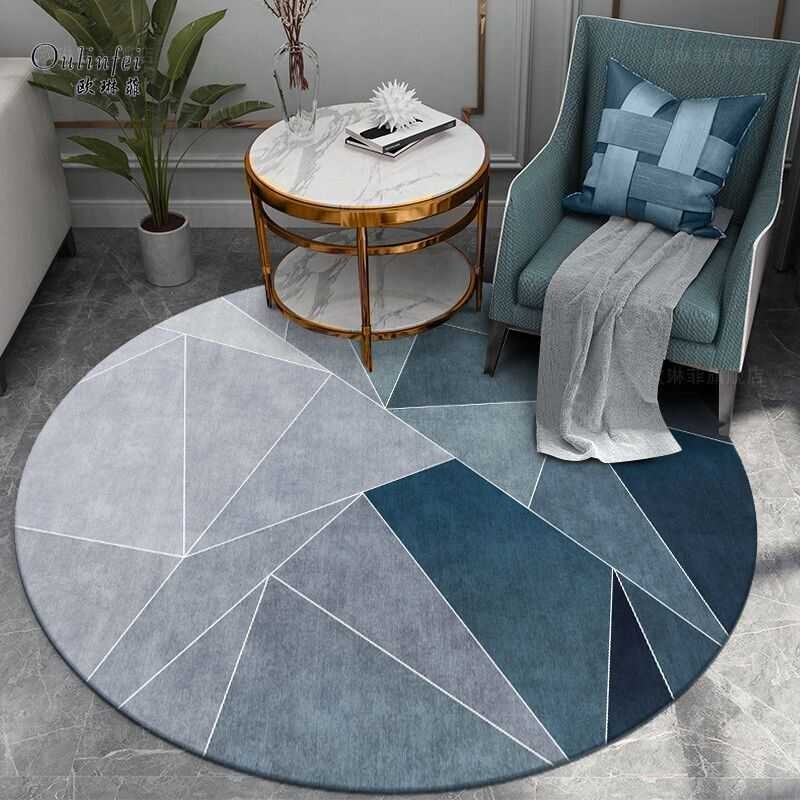 Geometric Simple Round Carpet Office Chair O Mat Computer Table O Mat ...