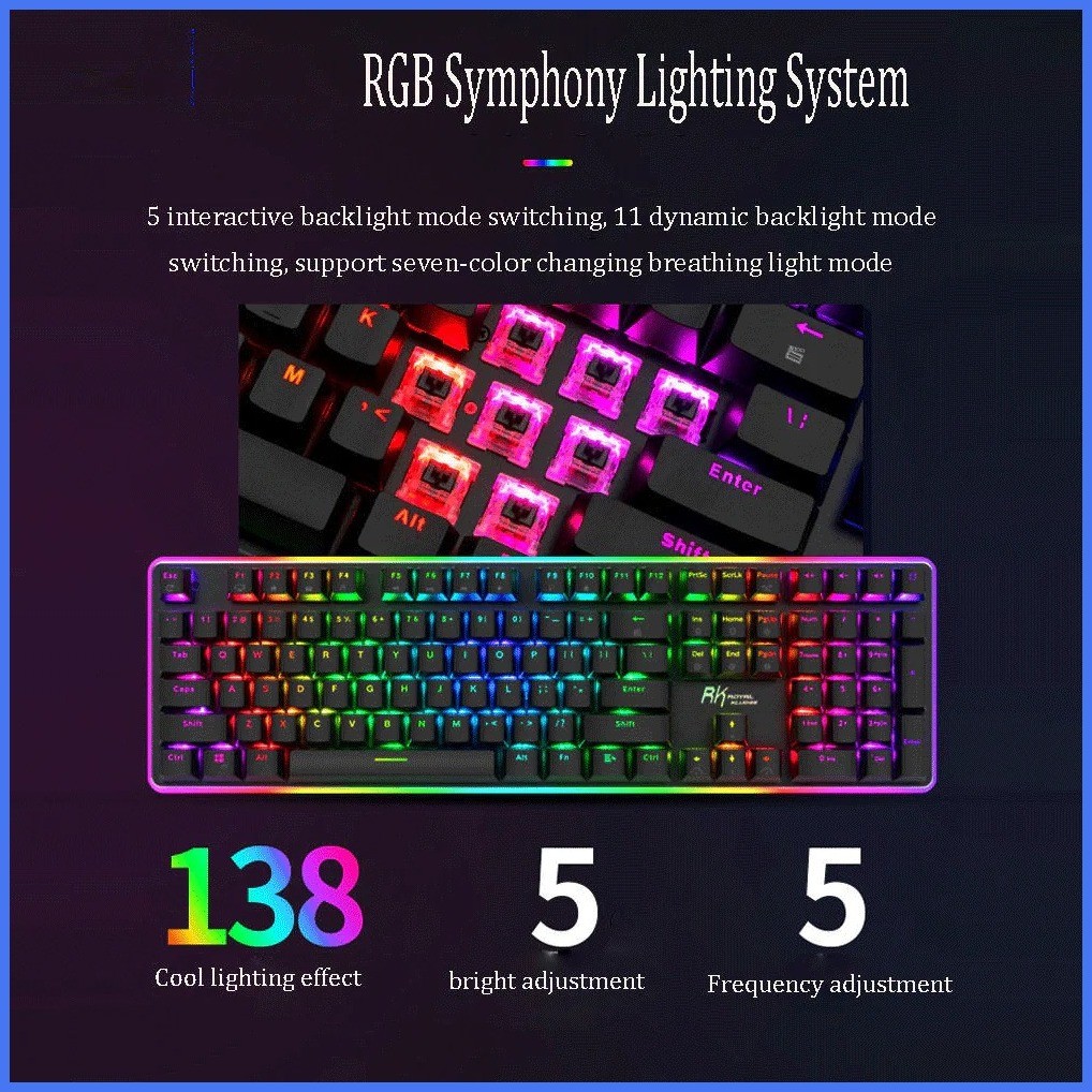 RK Royal Kludge RK918 Wired RGB Mechanical Gaming Keyboard (Black ...