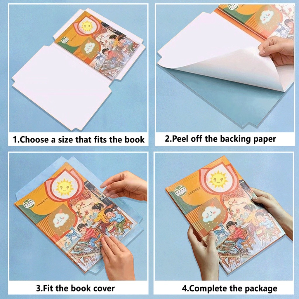 10 Sheets Waterproof Book Cover Transparent Plastic Cover Self-adhesive ...