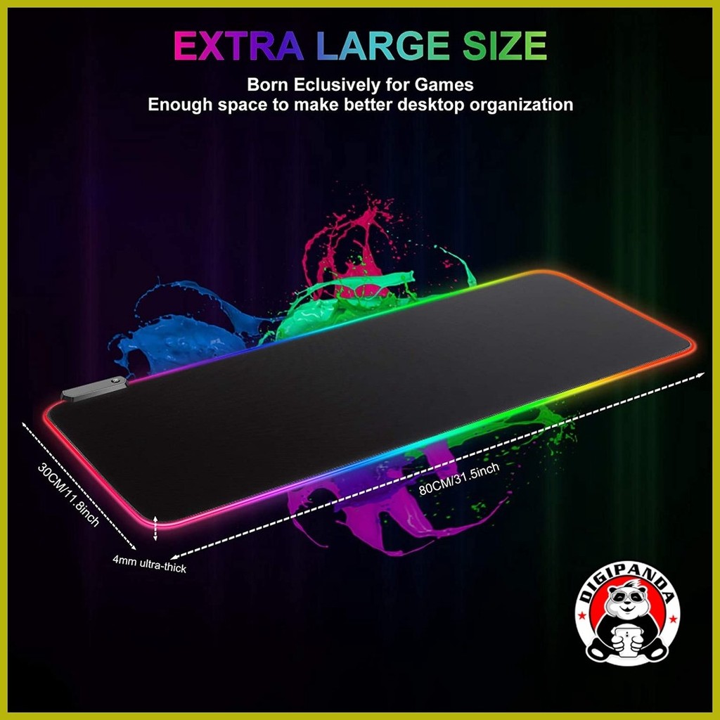 ∵ √ RGB Gaming Mouse Pad Large, Soft Oversized Glowing Extended LED ...