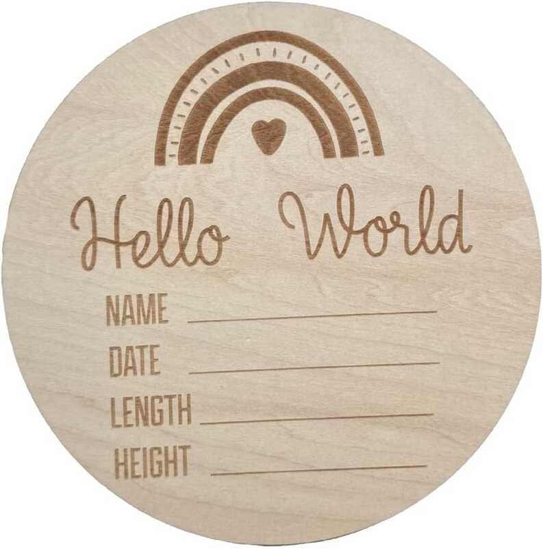 JAMES & ROSE Hospital Announcement Wooden Sign, Boho Rainbow Newborn ...