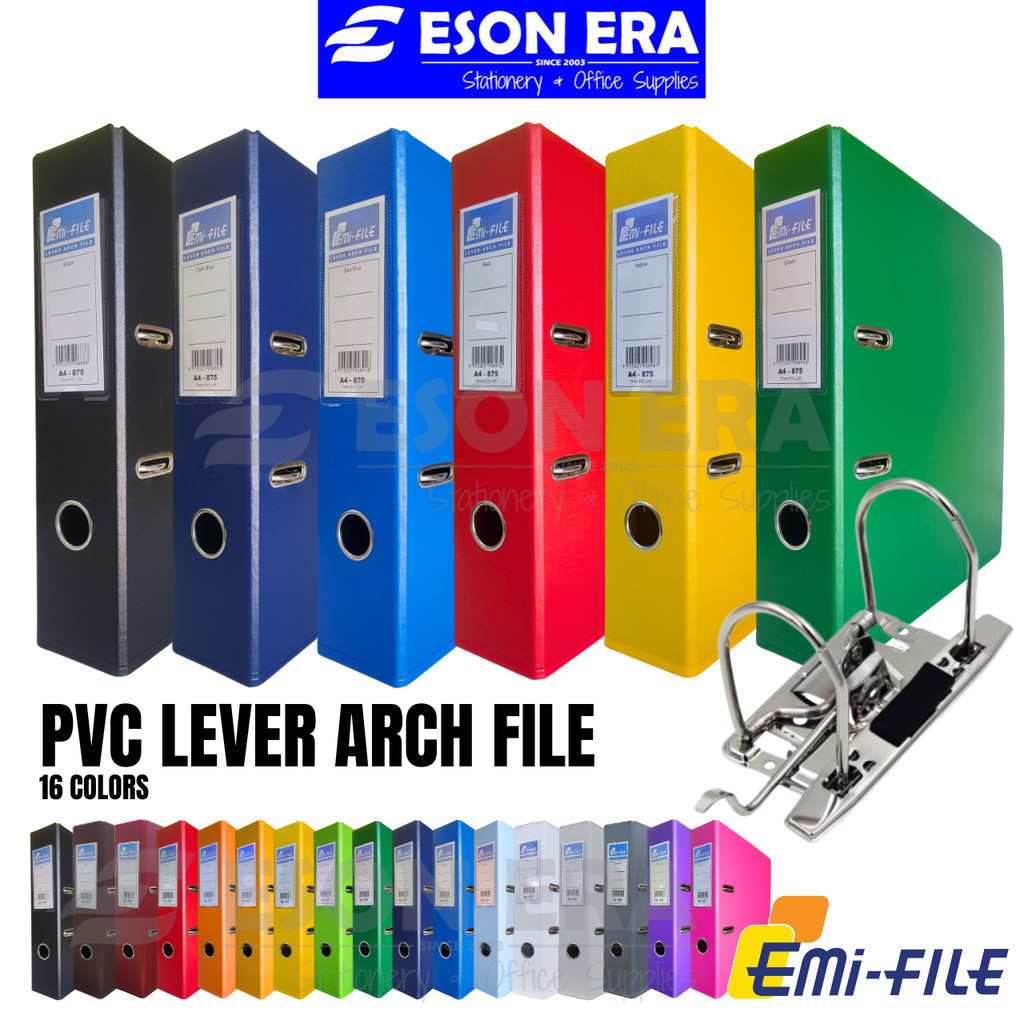 EMI A4 PVC Hard Cover Colour Lever Arch File 3inch 75mm 875-A4 Ring ...