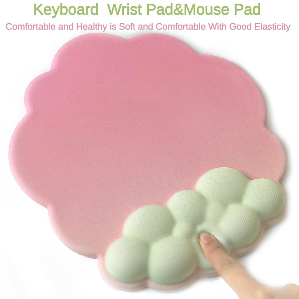 Cute Soft Silicone Wrist Pad Mouse Pad,Pink Gradient Cloud Rebound Non ...