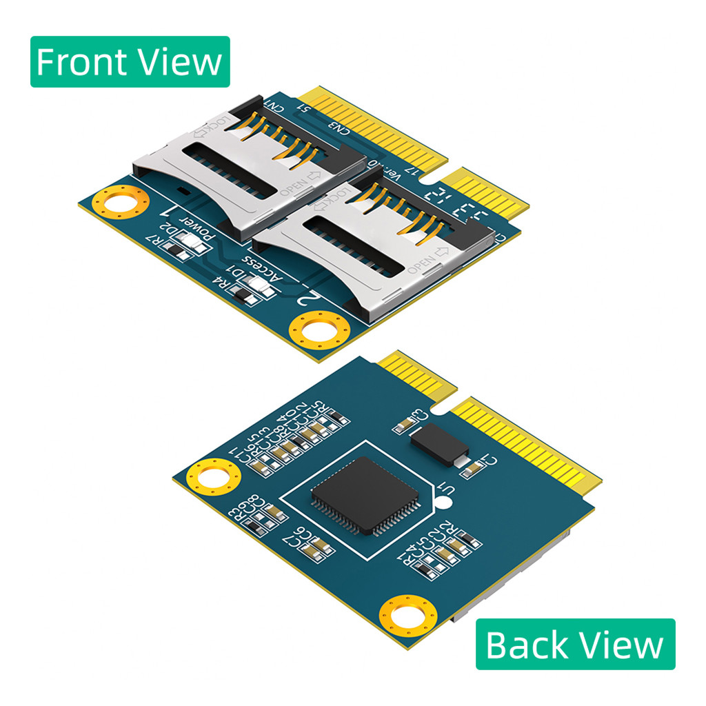Dual Micro SD Card TF Card to Mini PCI-E Adapter With Metal Extender ...