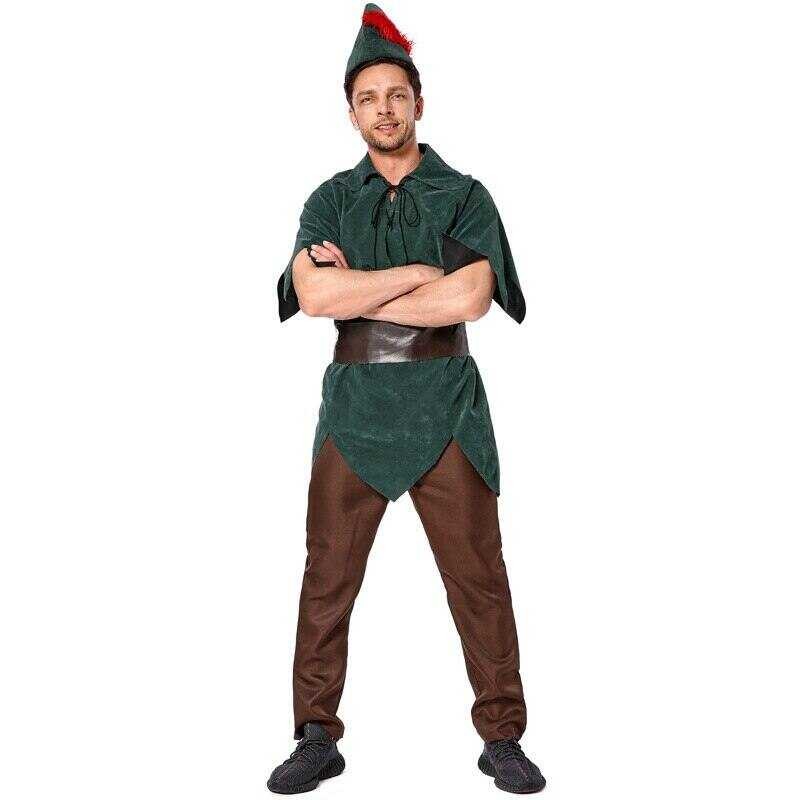 Men Adult Fairy Tales Robin Hood Peter Pan Costume Cosplay Halloween ...