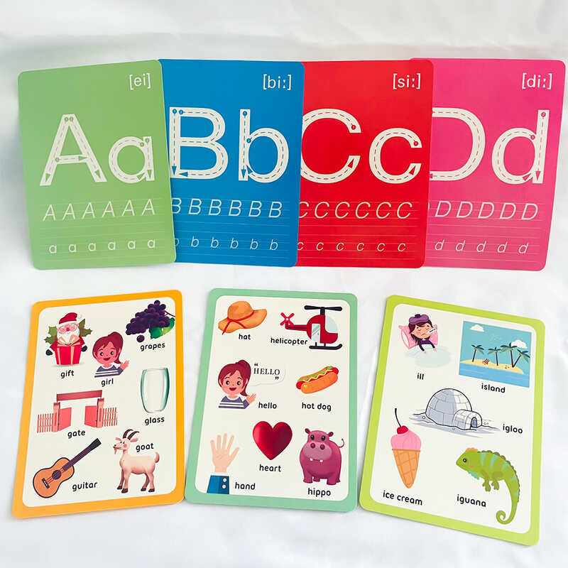 Children 36Pcs Cognition Cards with Erasable Pen Alphabet Letters ABC ...