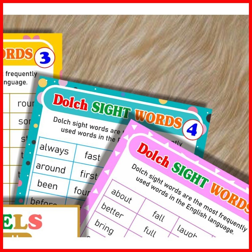 Laminated chart Word Families / Sight words / vowels / consonant A4 ...