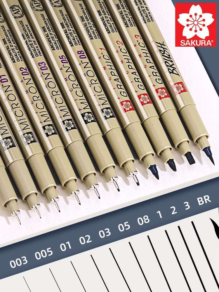 Drawing ink lines, markers, strokes, simple sketches, cherry blossoms ...