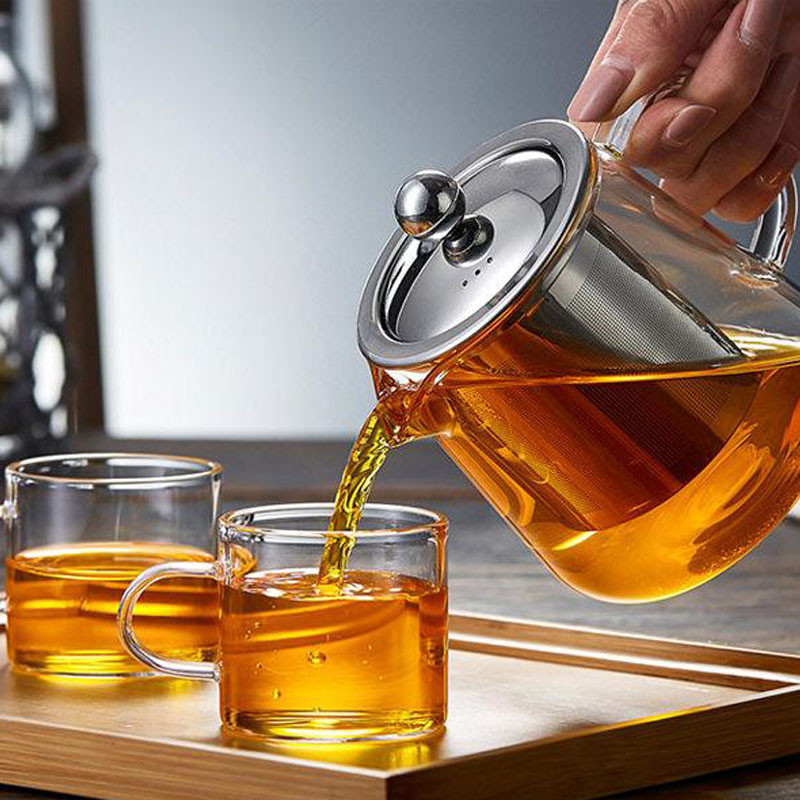 Heat Resistant Glass Teapot with Stainless Steel Tea Strainer Kung Fu ...