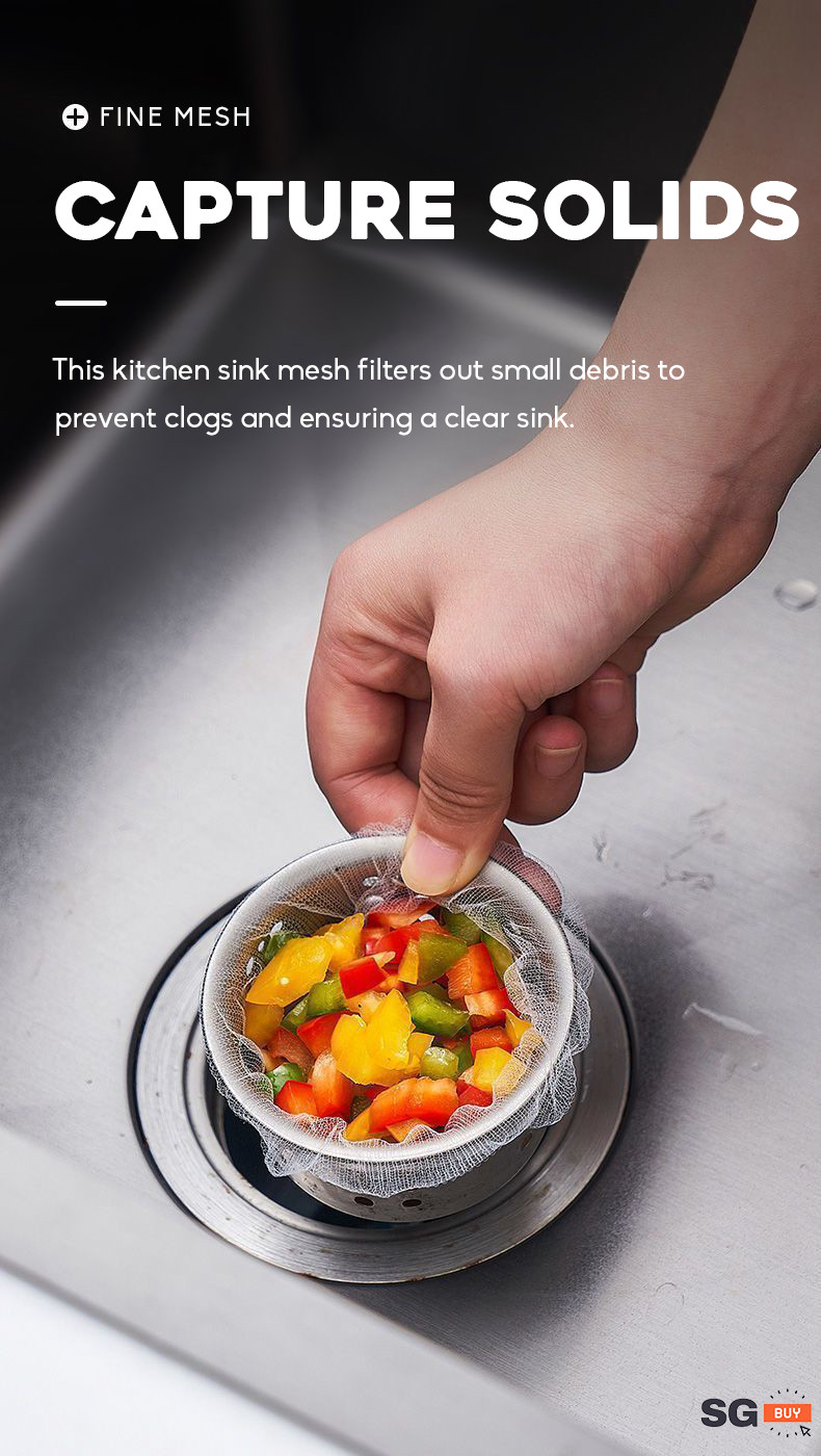 100pcs Kitchen Sink Net Filter Sink Basket Bag Drain Strainer Filter ...