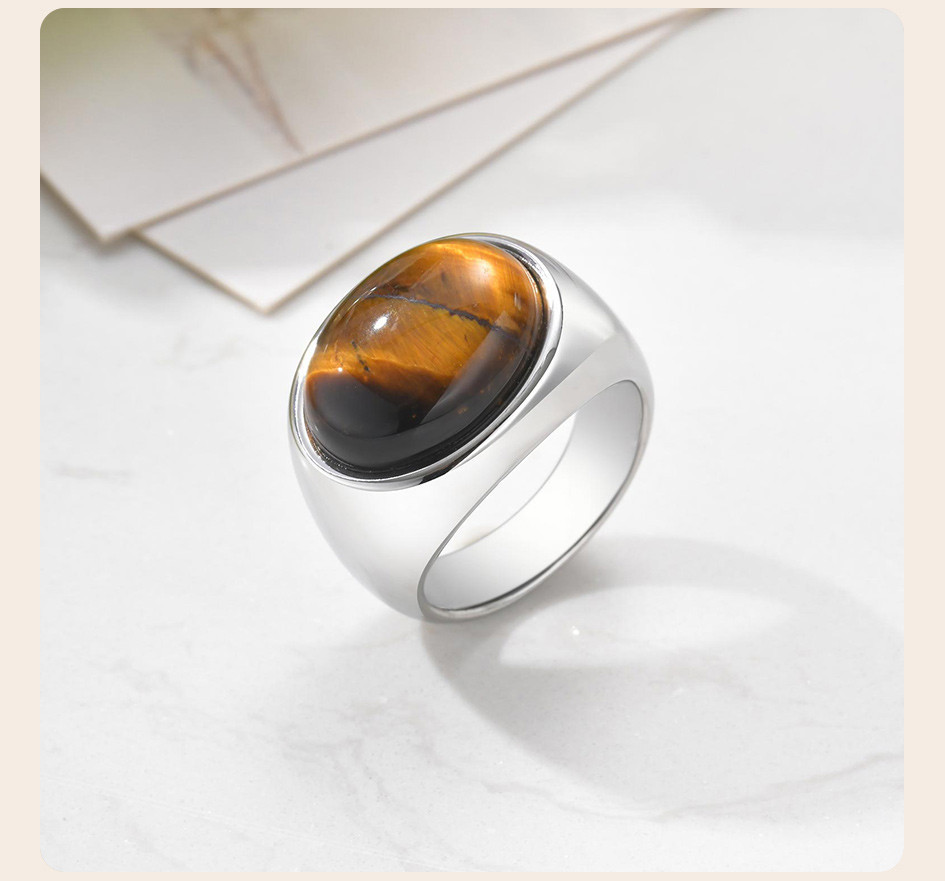 Vnox Vintage Onyx Oval Ring for Men,Stainless Steel Natural Stone Ring ...