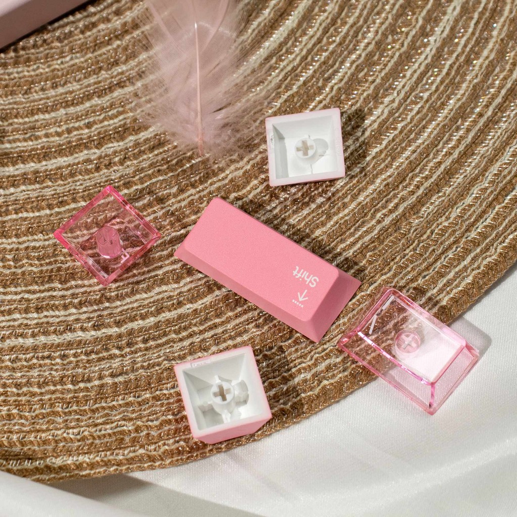 Gradient Pink Keycaps PBT+PC Light through Cherry profile Keycaps set ...