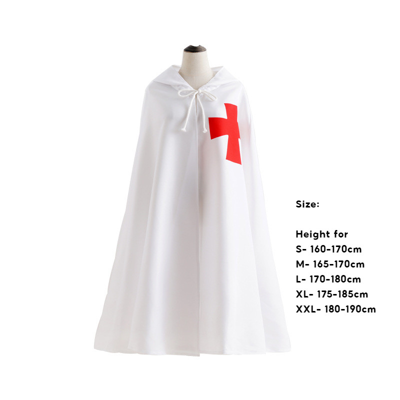 Medieval Knight Cloak With Hooded Tied Crusader'S Robe Roman Temple ...