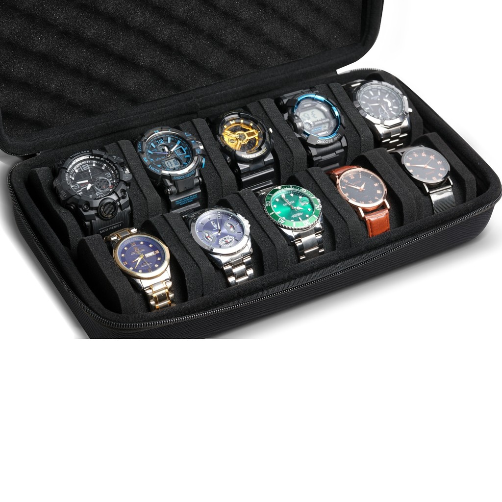 10 Slots Hard Shell Watch Storage Box, Carry Case, Display Organizer ...