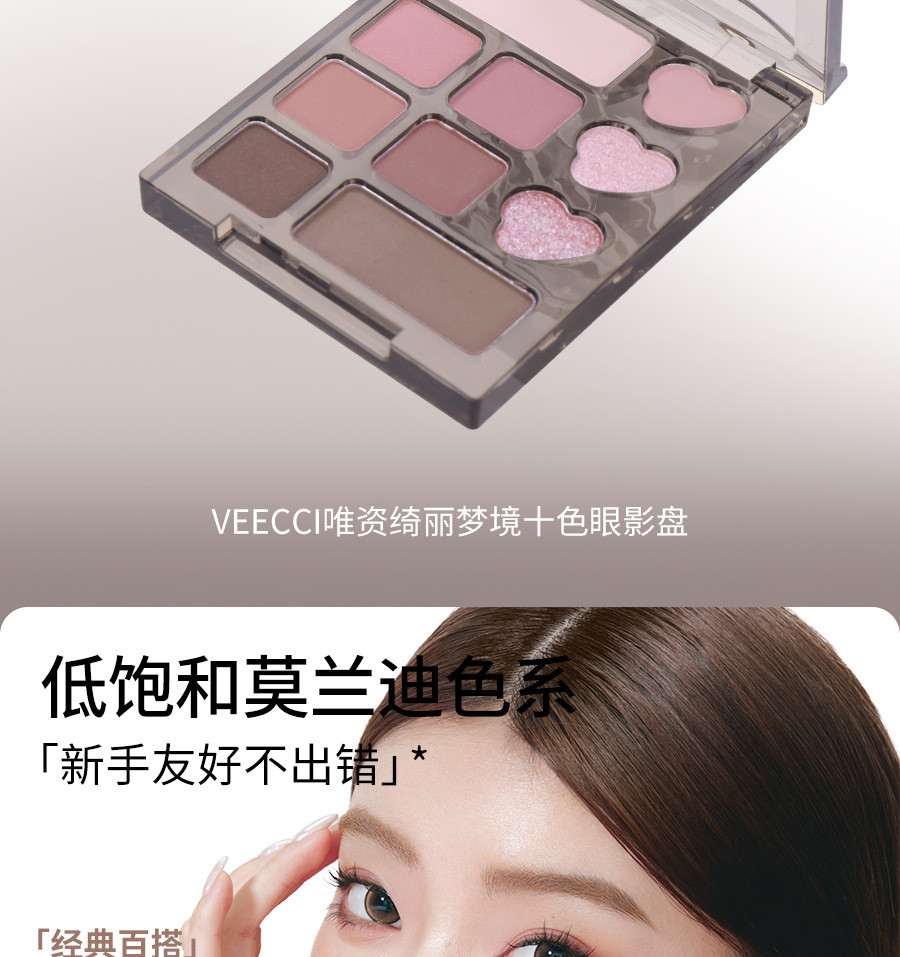 VEECCI Ten Color Eyeshadow Not Easy to Makeup Pearlescent Glitter ...
