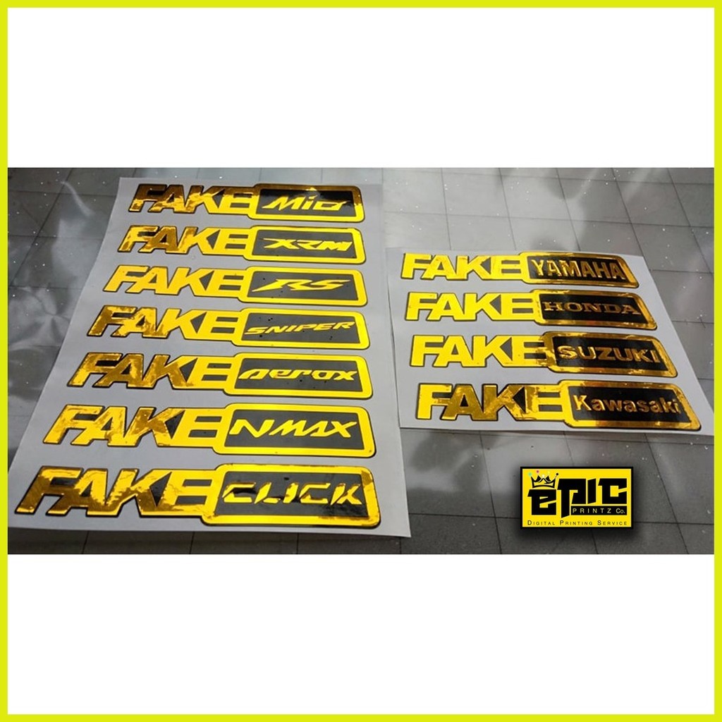 FAKE TAXI CONCEPT GOLD CHROME STICKERS (CAR & MOTORCYCLE DECALS + More ...