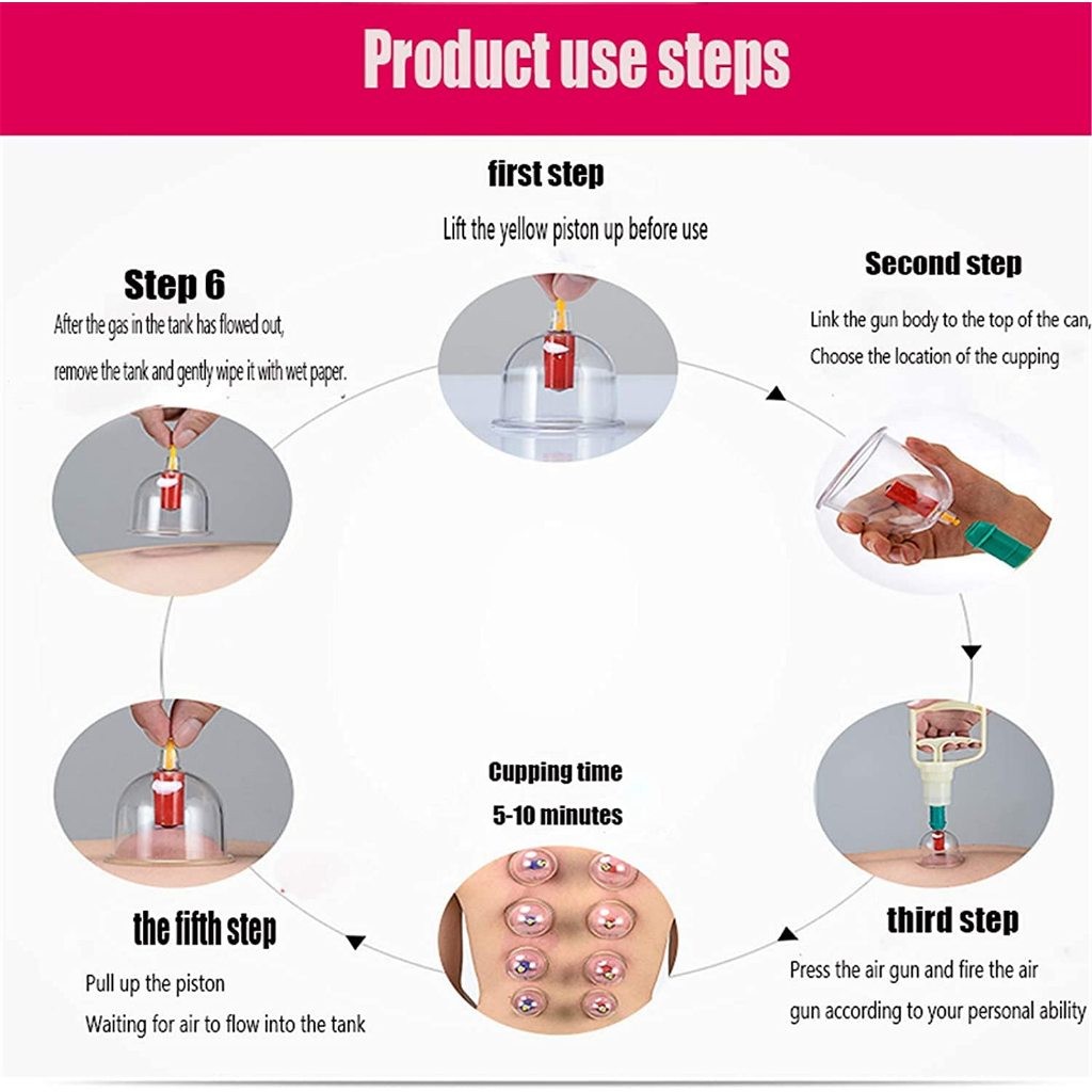 12pcs Ventosa Cupping Set Pull Out Vacuum Apparatus Body Massage Health ...