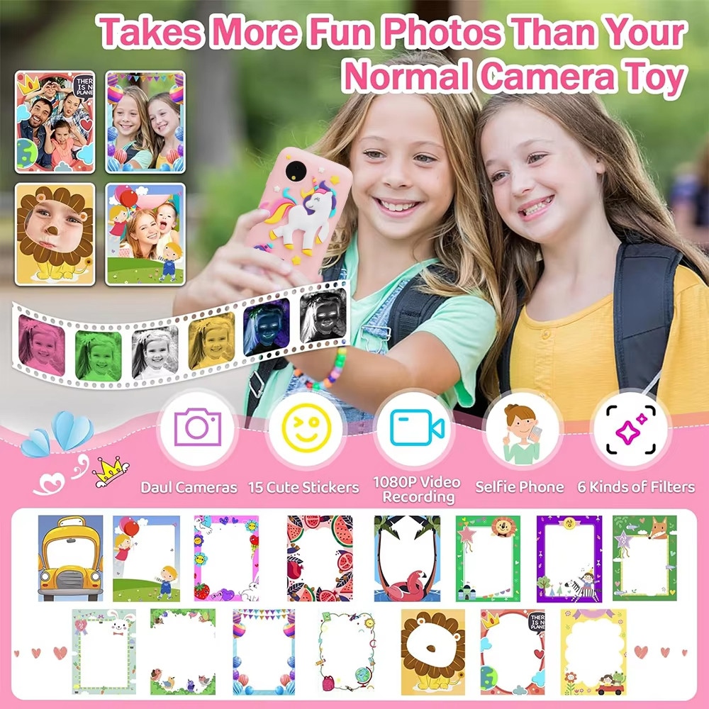 Children's Mobile Phone Camera Toy Multi-function Dual-Camera Mp3 Music ...