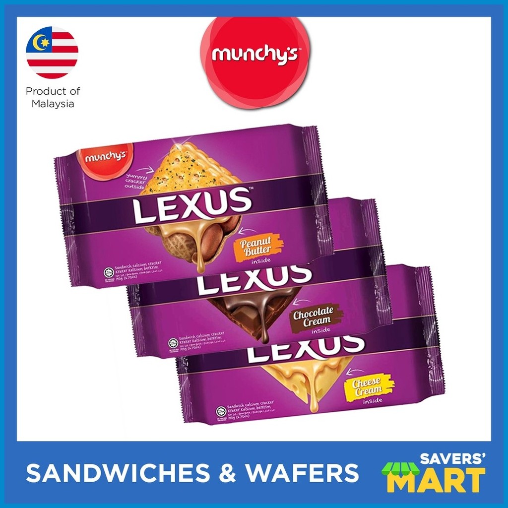 ∤ Munchy's Lexus Cream Sandwich Cracker (Peanut/Choco/Cheese) | Shopee ...