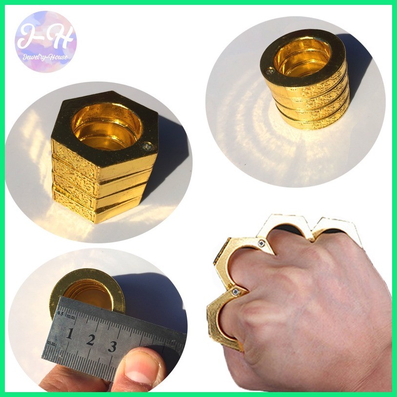 Round ring Gold hexagonal ring Square finger personality Coldplay men's ...