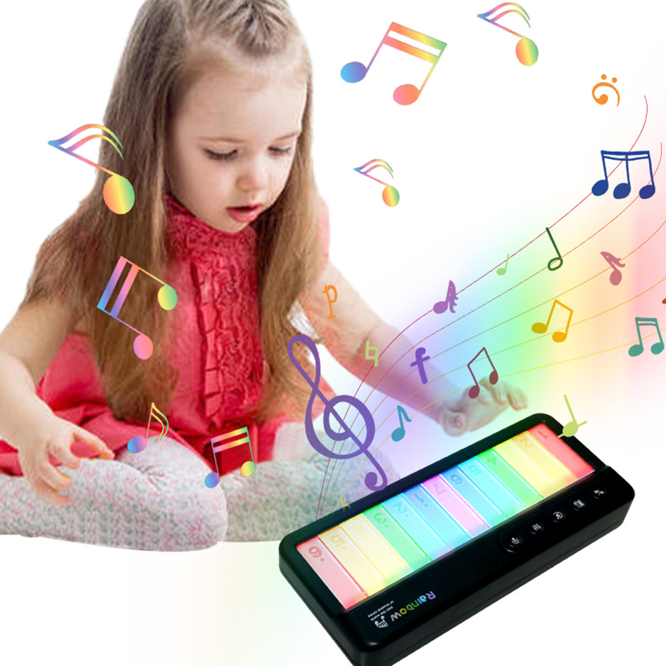 Rainbow Flashing Electronic Piano Toy - 5 Instruments, 13 Melodies ...