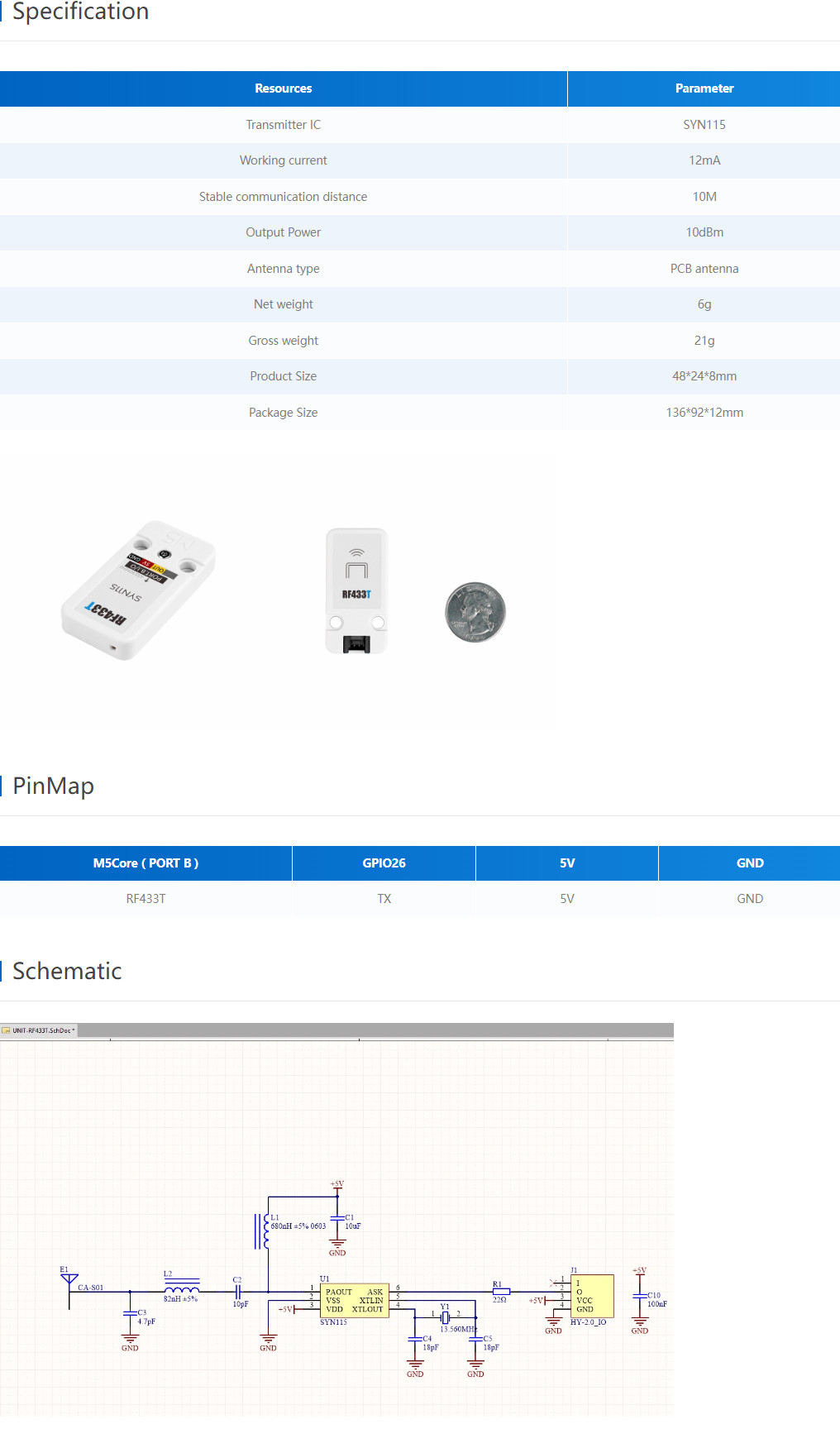 M5Stack Official RF UNIT 433MHz Transmitter (SYN115) | Shopee Philippines