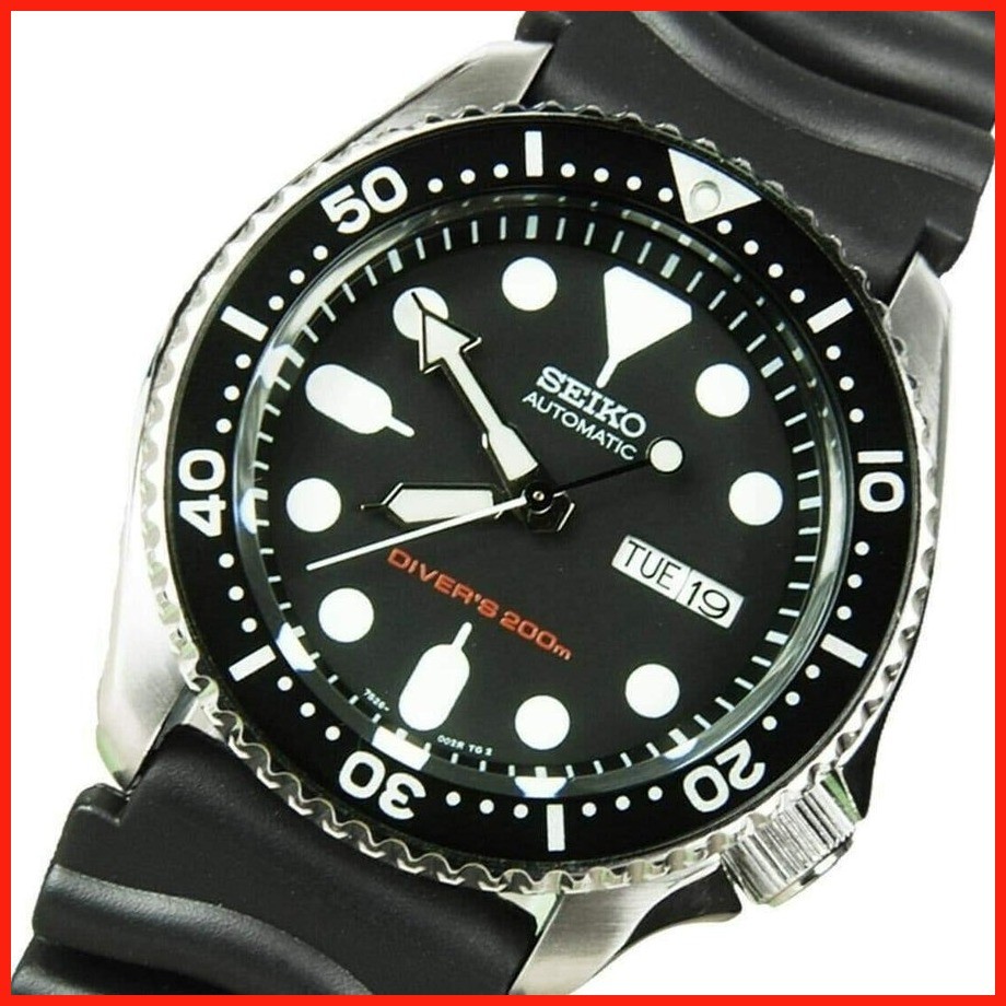 Seiko SKX007 Automatic Black Dial Rubber Strap 200m Scuba Diver Watch ...