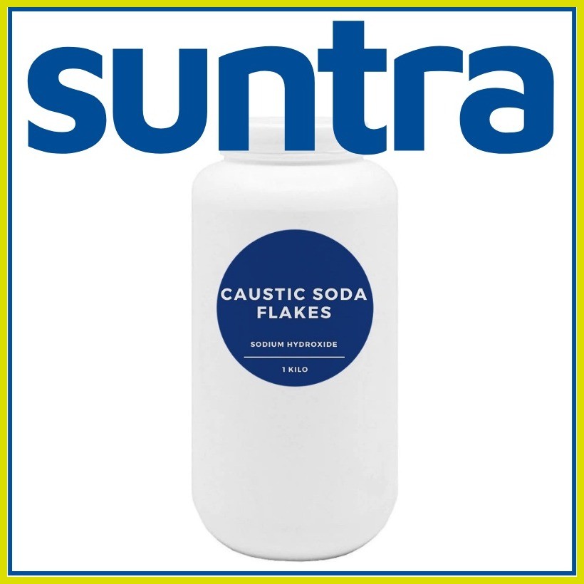 100% Suntra Pure Caustic Soda Flakes Lye Sodium Hydroxide (1 kilo ...