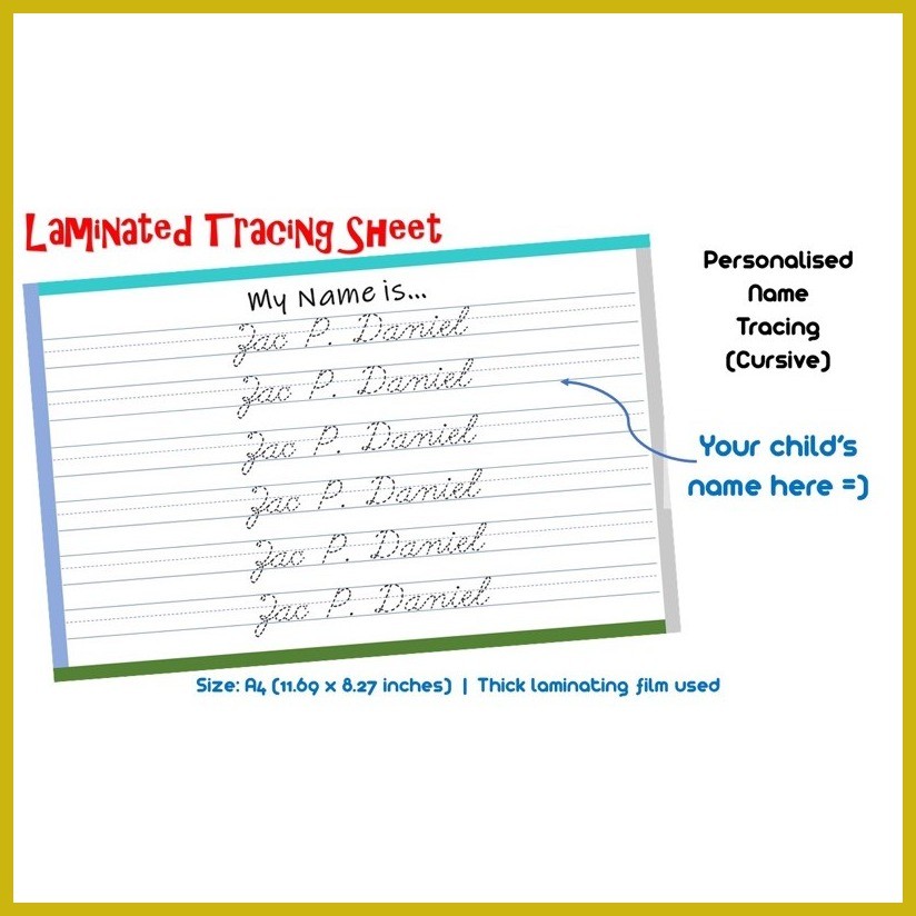 Cursive Writing Tracing~ Personalised Name / Alphabet (REUSABLE ...