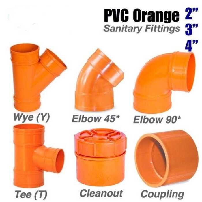 PVC Orange Fittings【 2” 3” 4” 】 Elbow Tee Wye Coupg Cleanout For Pipes ...