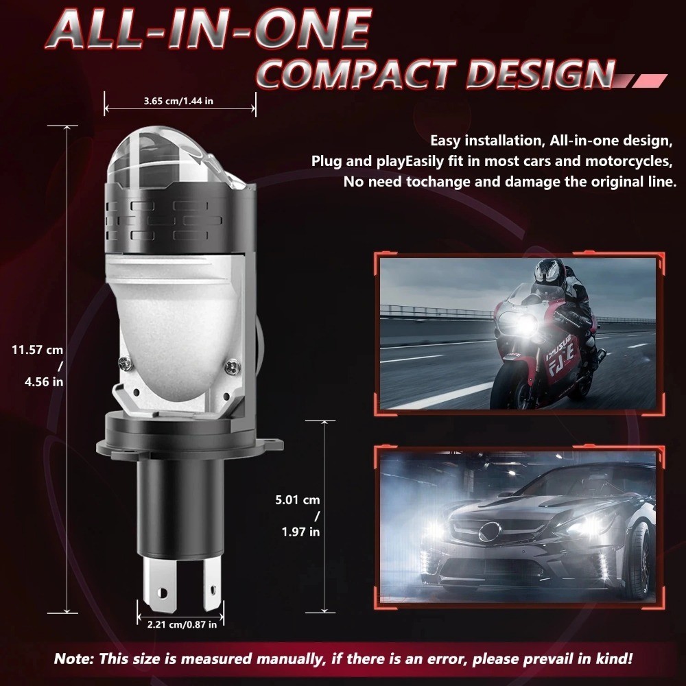 8800lm 96w H4 Led Projection Headlamp Fan Cooled 12v Automotive Hi Lo ...