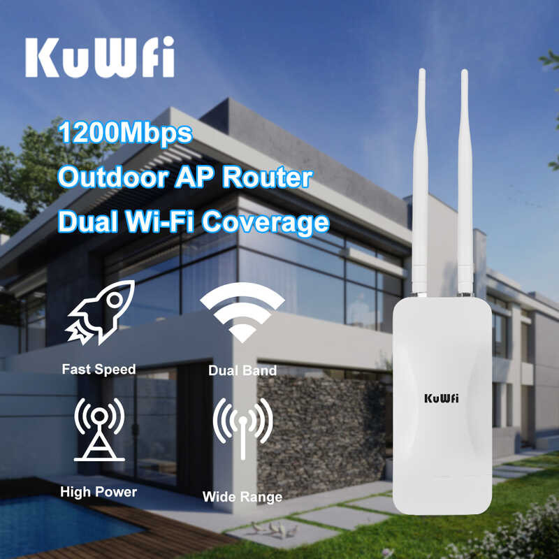 Kuwfi Outdoor Wifi Repeater 1200Mbps Dual Band AP Router Access Point ...
