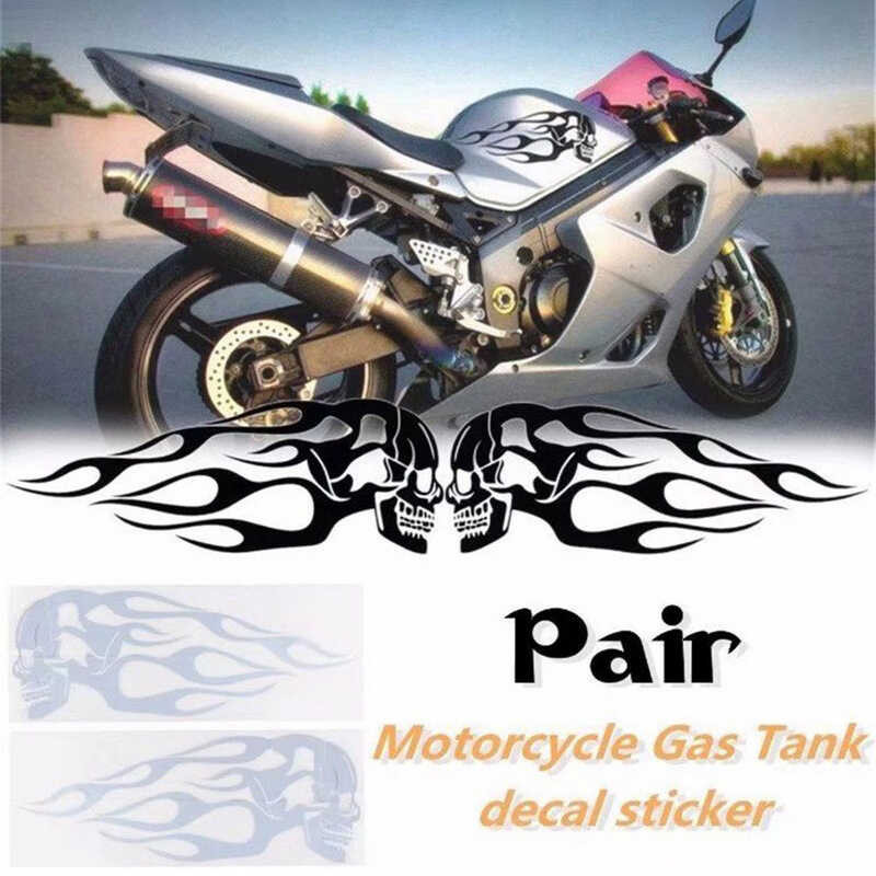 Personalized Car Sticker Motorcycle Flame Skull Universal Fuel Tank Car ...
