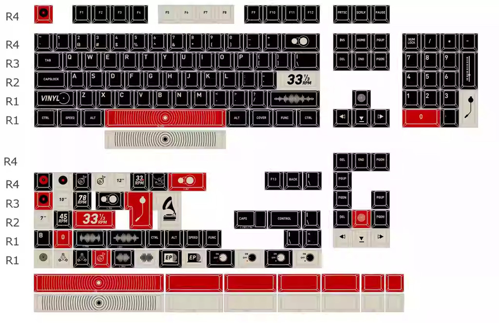 Vinyl Keycaps PBT Cherry profile 176 Keycaps for Alice Mechanical ...