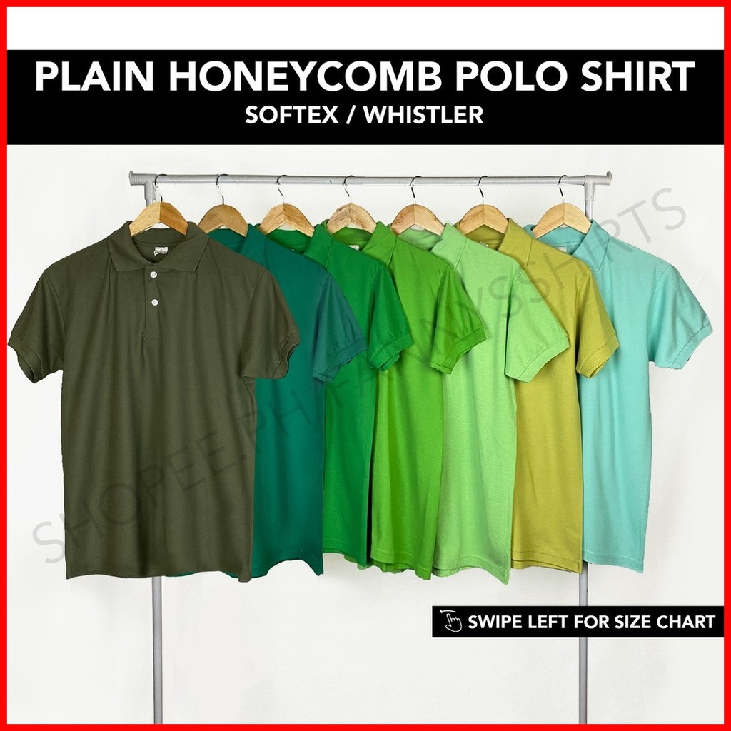 Unisex Plain Polo Shirt | Softex Whistler | Honeycomb | DkGreen Emerald ...