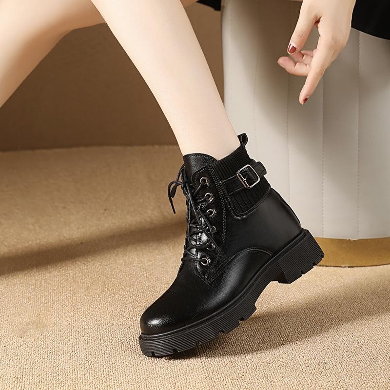 Size 35-40 Women's Fashion Martin Boots Thick Soled Shoes British Style ...
