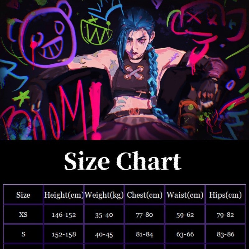 Game LOL JINX Cosplay Costume Arcane TV Series Pow-Pow JINX Cosplay ...