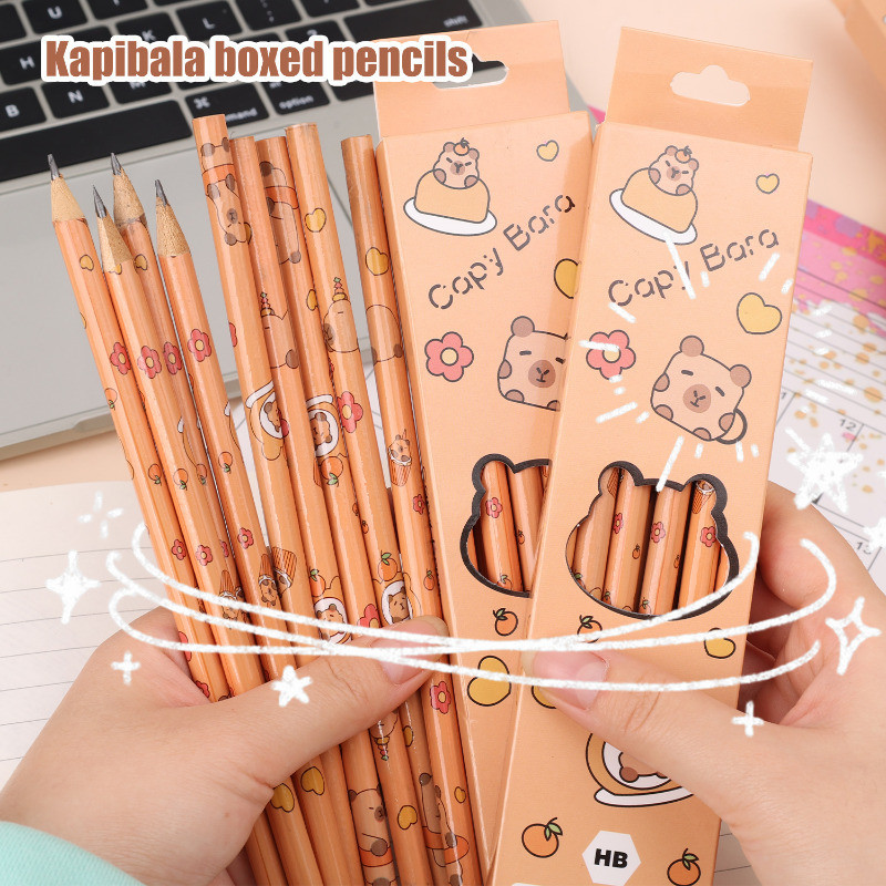 12Pcs Capybara Writing Pencil - Graphite Core Wooden Pencil - Long Pole ...